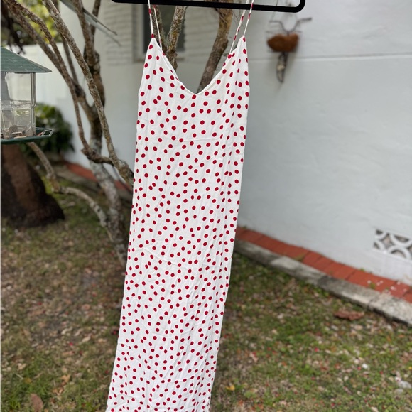 Reformation | Dresses | Reformation Kat Dress Red Polka Dot Dress Low ...